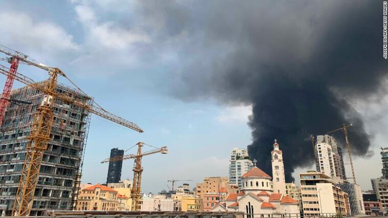 Huge fire at port of Beirut Lebanon just weeks after deadly explosion ...