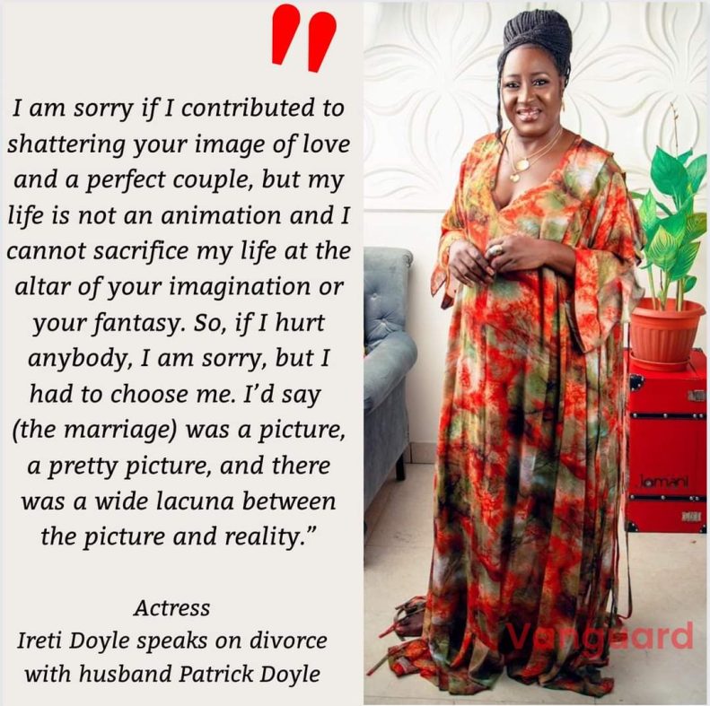 Nigerians Reacts As Actress Ireti Doyle Speaks On Her Divorce With Husband, Patrick Doyle ...