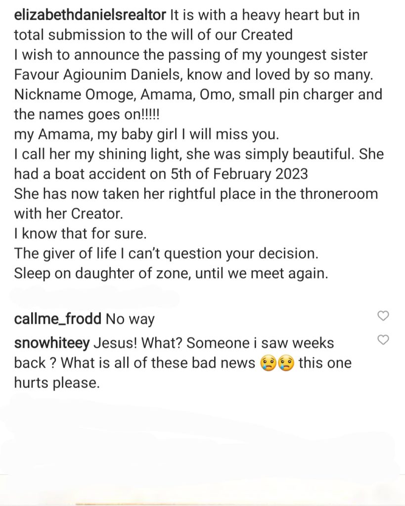 Actress Favour Daniels Dies In Boat Accident At Age 26 | Kanyi Daily News