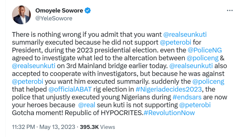 Peter Obi's Supporters Want Seun Kuti “Executed” For Slapping A Police ...