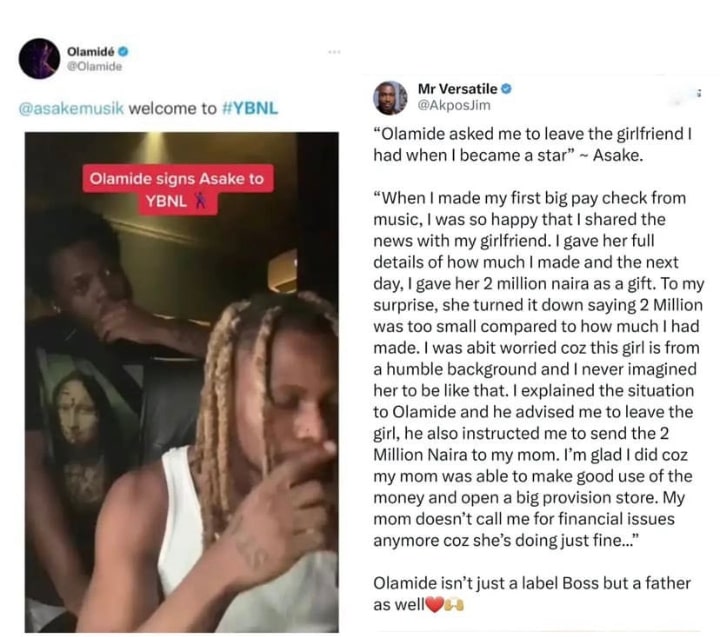 Olamide Asked Me To Dump My Girlfriend When I Became Famous - Asake ...