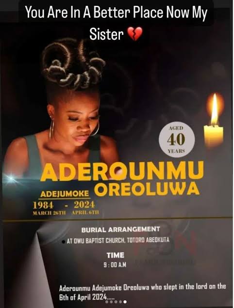 Actress Aderounmu Adejumoke Dies At 40, Burial Arrangements Announced ...