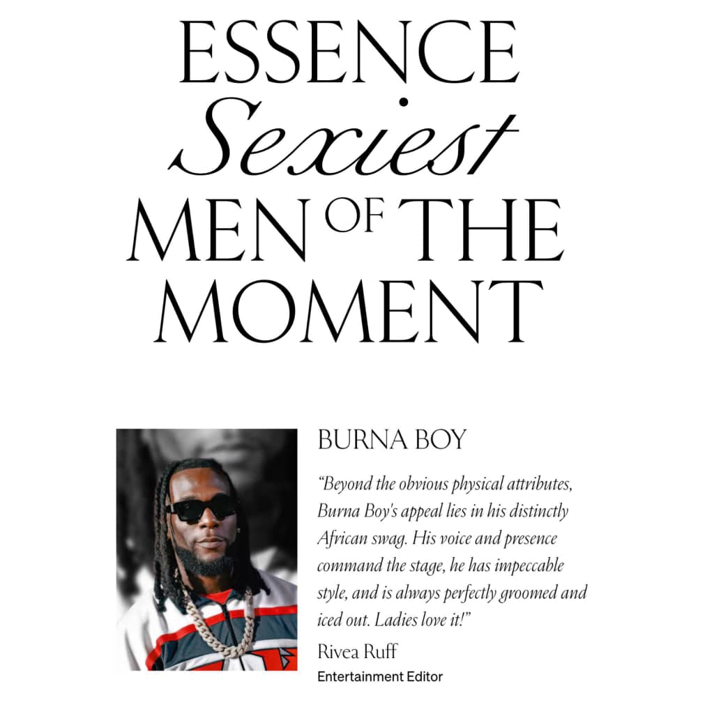 Burna Boy Named Among 'World's Sexiest Men' By Essence Magazine | Kanyi ...