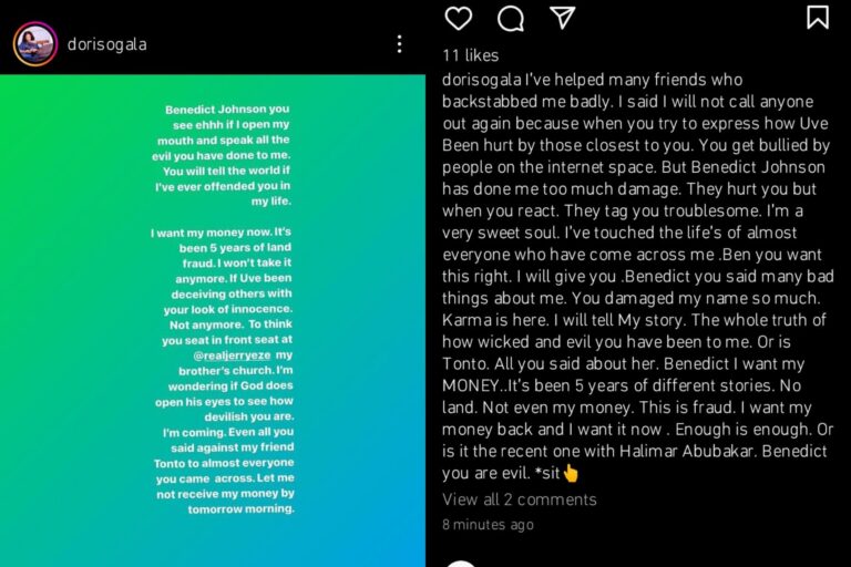 Doris Ogala Slams Benedict Johnson Over Alleged Unpaid Debt, Fraud, Backbiting | Kanyi Daily News