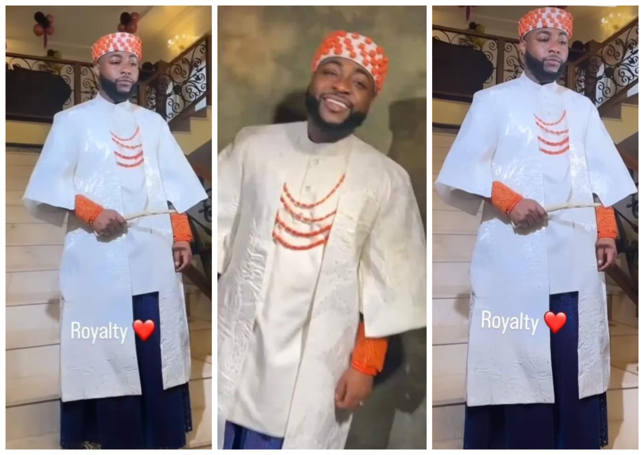 Davido Honours His Late Mother With Second Traditional Wedding Outfit ...