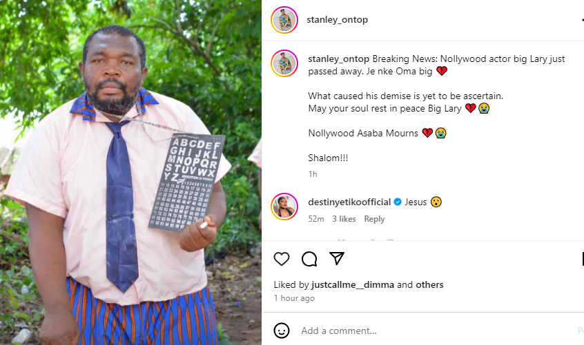 Nollywood Actor, Big Larry Is Dead | Kanyi Daily News