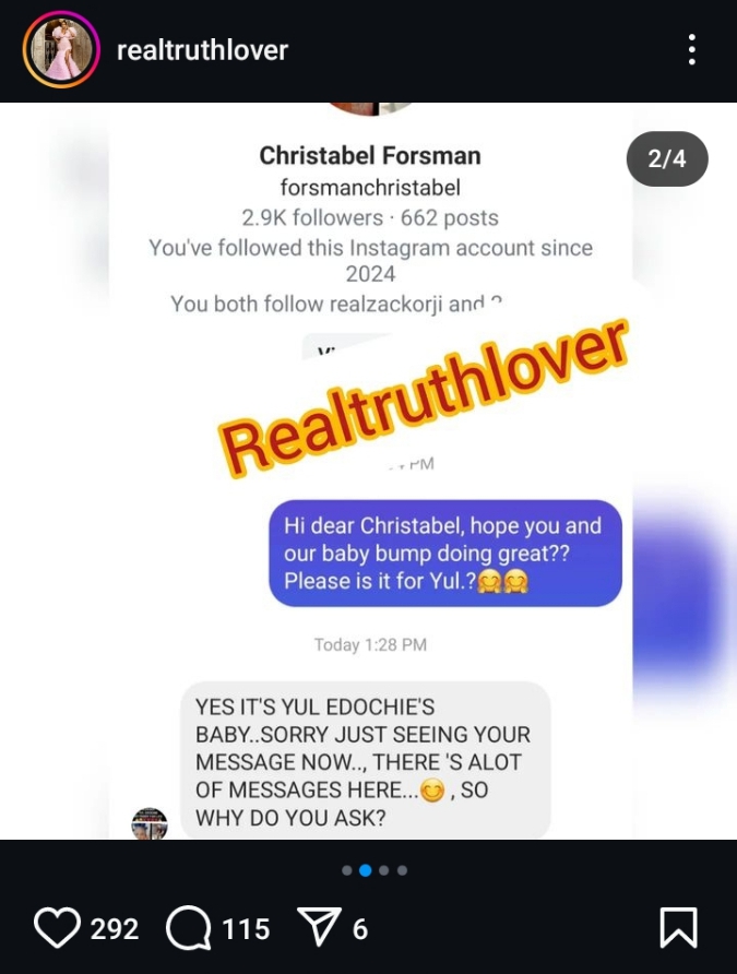 Reactions As Christabel Forsman Announces She Has A Child With Yul Edochie | Kanyi Daily News