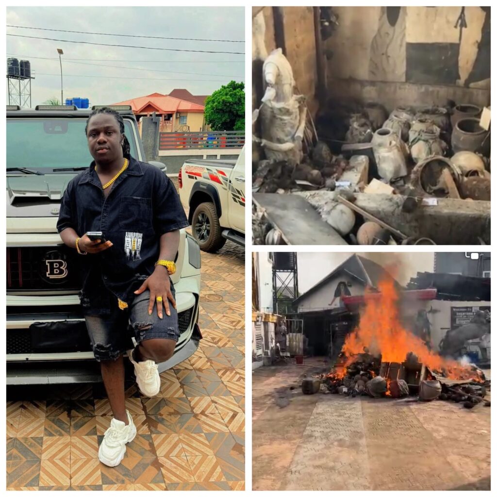 Anambra Govt Destroy Akwa Okuko's Shrine, Burn Ritual Items After Court ...
